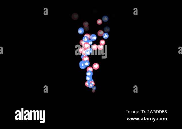 A bunch of heart and like react emojis appearing and floating upward. 2 ...