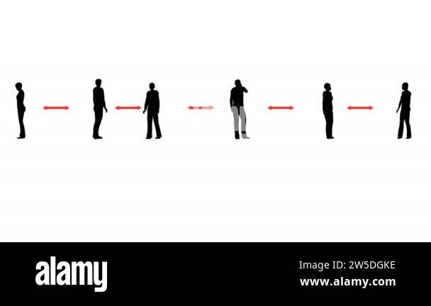 Silhouettes people keep distance 3d animation Social distance Corona ...