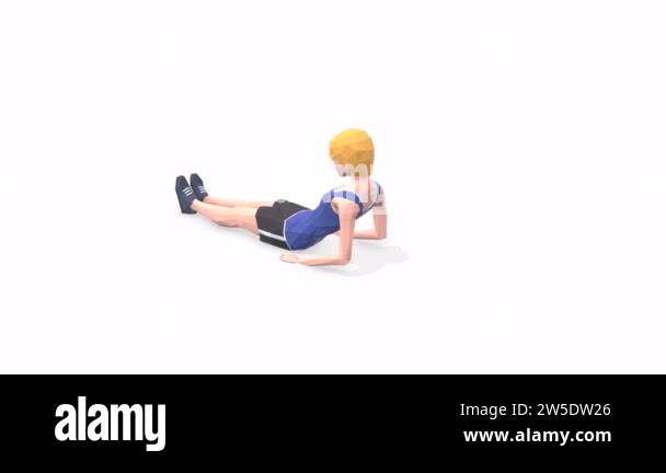 Leg twist touch Woman Exercise Animation 3d Model Turntable on White ...