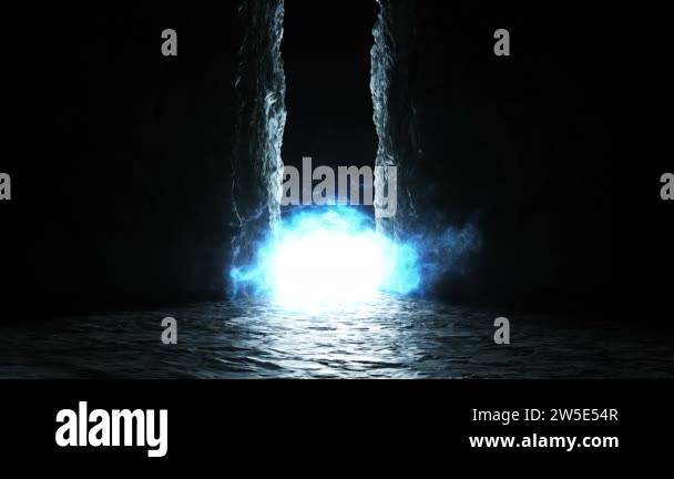 Magic, light portal with particles. Fairy place. Realistic 4k animation ...