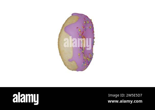 Chocolate donut spinning around 360 degrees on a white background. 3d ...