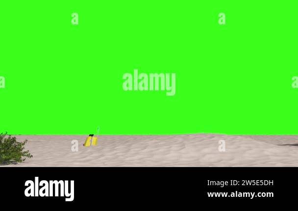 Animation of a blank beach holiday on a green screen.Beach sand on ...