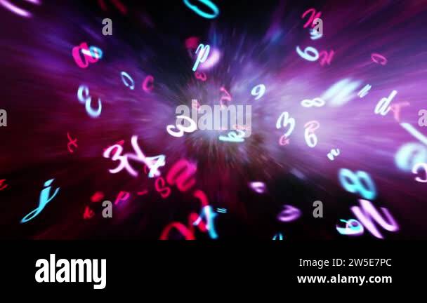 4K 3D rendering looping animated background with letters. Streaming ...