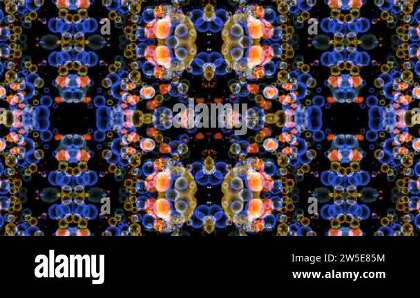 red hearts with gold and dark blue bubbles floating on black screen ...