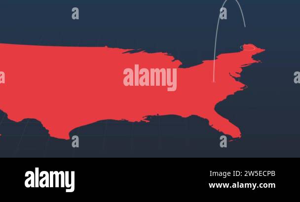 Red map with radiating white concentric circles circles spreading ...
