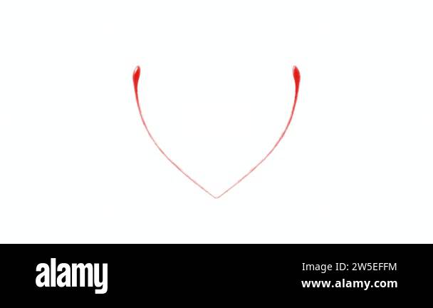 Red Heart Shape 2D Drawing Animation. White and Green Screen ...