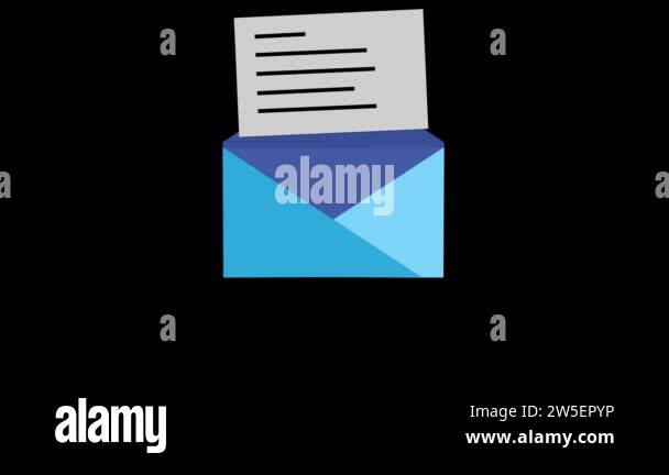Sending SMS message. Envelope is closed with the document over black ...