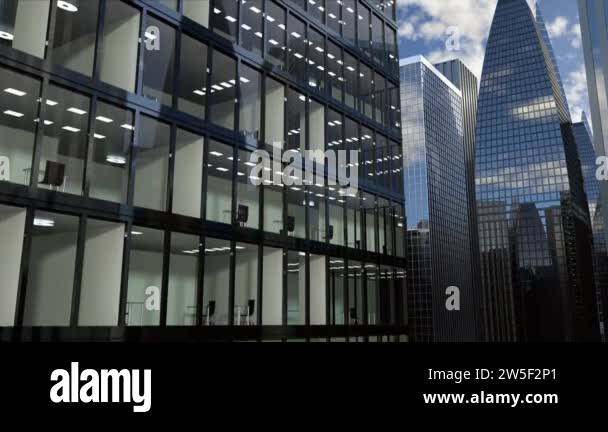 Downtown with new office building windows and empty offices for ...