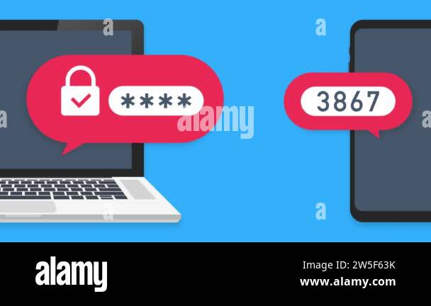 Two step authentication illustration, flat cartoon smartphone and ...