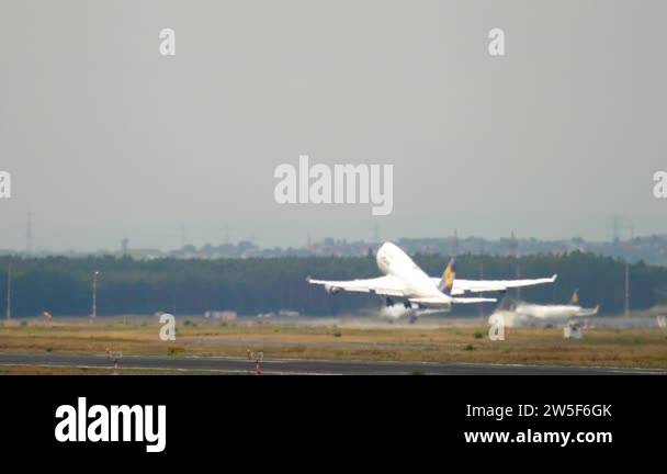 Boeing 747 take-off from Frankfurt Stock Video Footage - Alamy