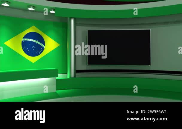 TV studio. Brazil. Brazilian flag. Brazilian flag studio. Brazilian ...