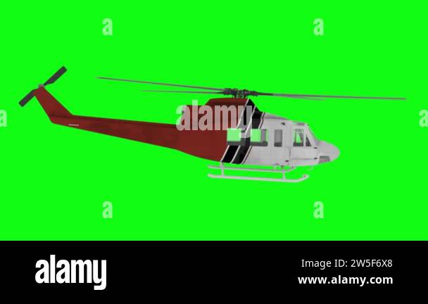 Realistic helicopter flying animation. Side view. Green screen Stock ...