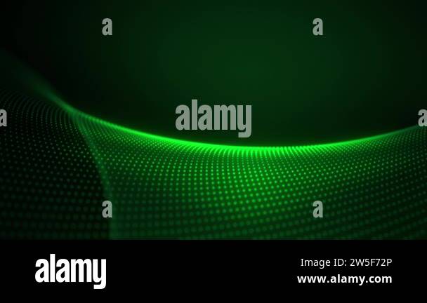 Futuristic glow green neon wire mesh particles. 4K 3D abstract green ...