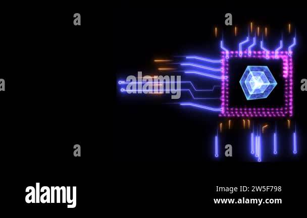 Futuristic digital dimension cube intelligent chip data processing ...