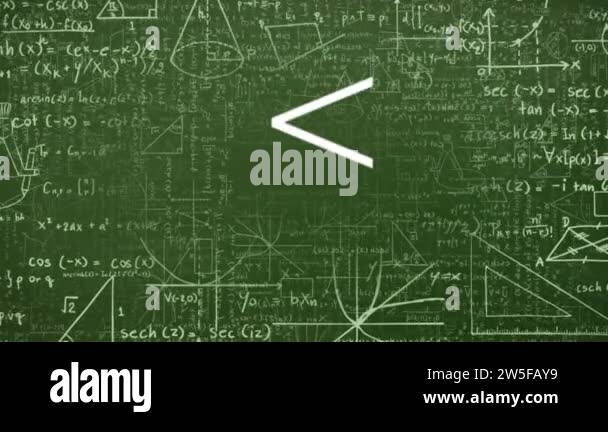 Digital Animation Of Multiple Symbols Floating Against Mathematical