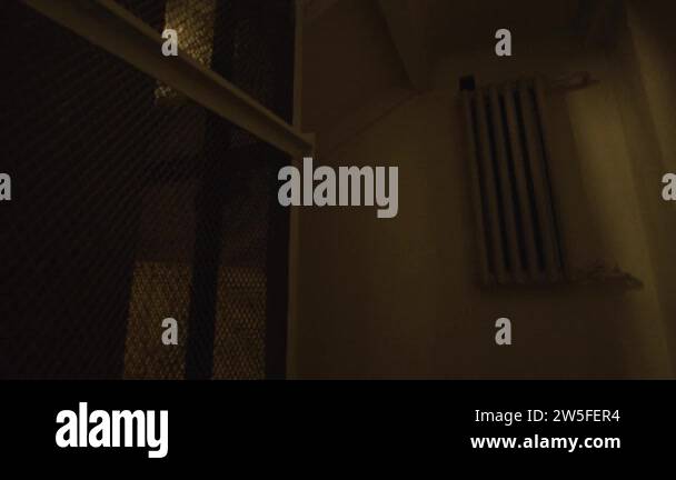 Old Elevator Is Moving In House Stock Footage Old Lift Is Operated In