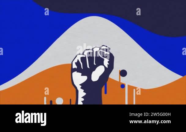 Concept of sport, victory, and reaching goals. Animation. Cartoon fist ...