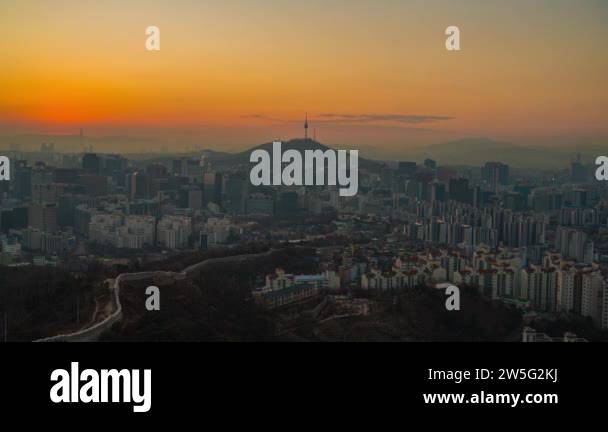 Timelapse 4k morning of cityscape and Capital of South Korea and ...