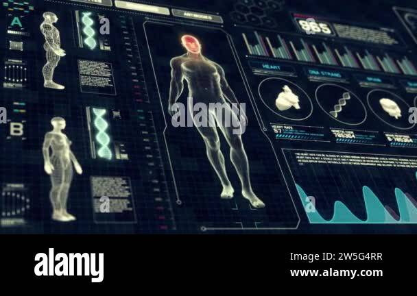 Full Body Anatomy Scan with Futuristic Touch Screen Diagnosis Interface ...