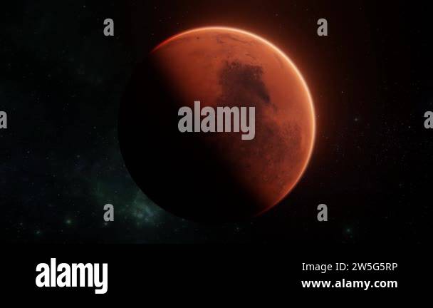 Mars planet timelapse spinning around in space over stars background ...