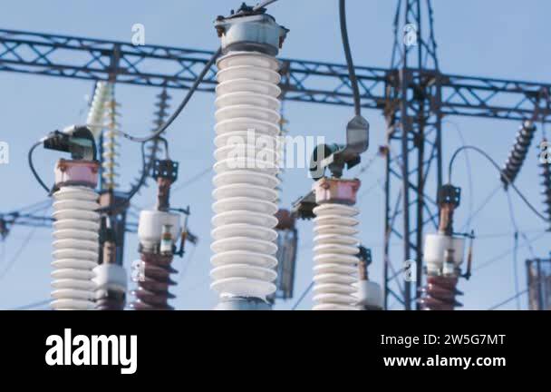 Electrical equipment at substation. Action. Parts of electrical ...