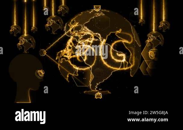 6G network hyper speed Internet digital world map in monitor digital ...