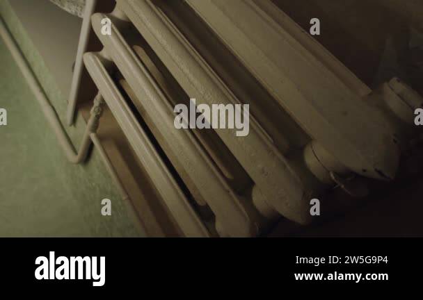 Details of interior of an old apartment. Stock footage. Close up bottom ...