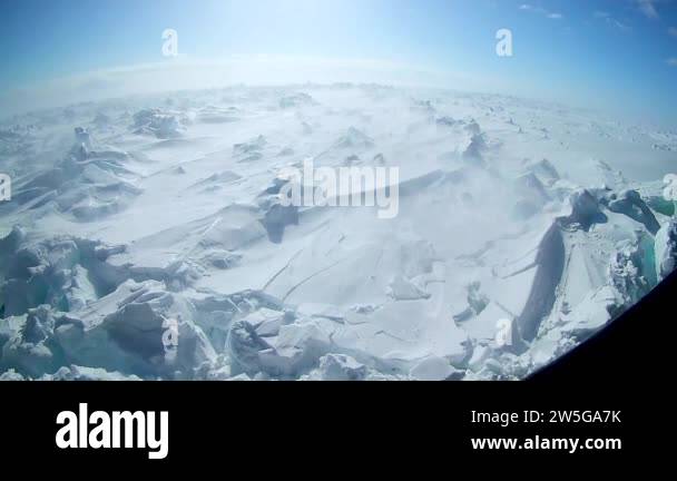 An icebreaker breaks the ice at the North Pole. Russia. the Kara Gates ...