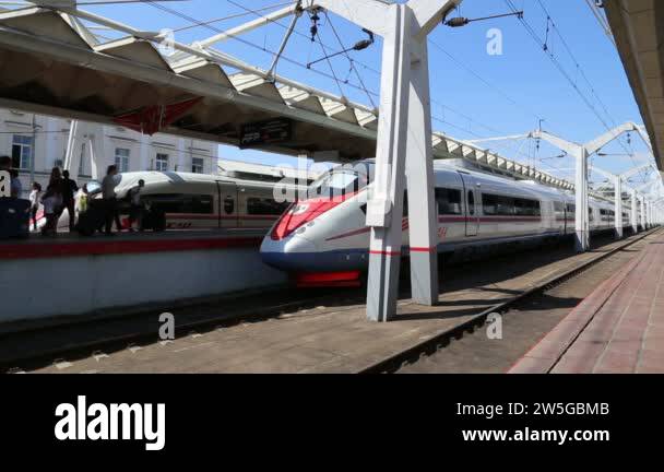 Aeroexpress Train Sapsan at the Leningradsky railway station and ...