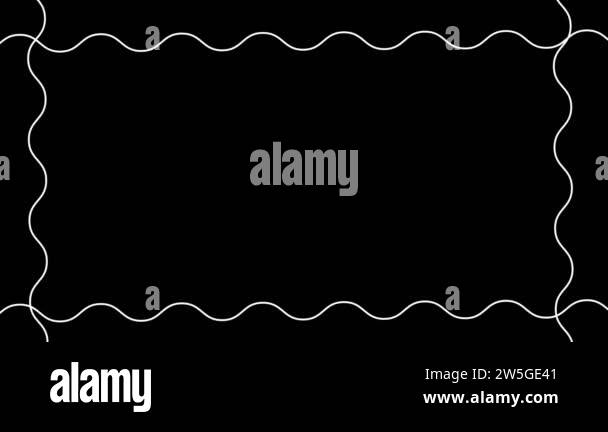 decorative frame in the form of a wave line on a black background ...