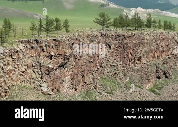 Broken and Crumbled Rocks Spilling From the Canyon Slope Ridge Towards ...