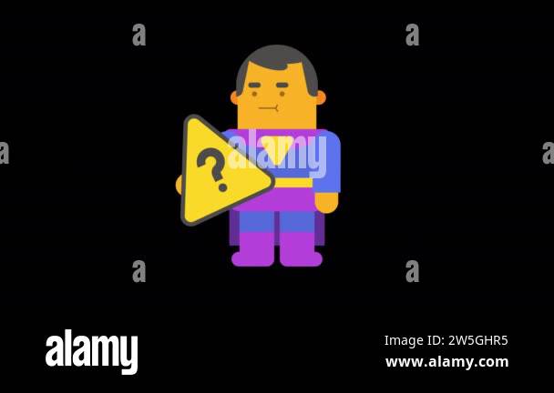 Superhero holding question mark. Alpha channel. Looped animation ...