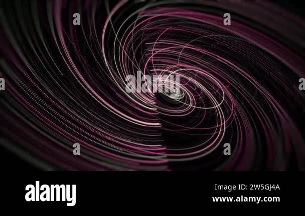 Pink space spiral in infinite rotation on black background, seamless ...