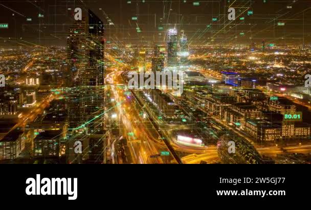 Smart digital city concept, aerial view, Dubai, United Arab Emirates ...