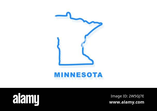 Line animated map showing the state of Minnesota from the united state ...
