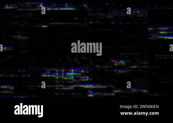 VHS real defects noise and artifacts, glitches from an old tape, black ...