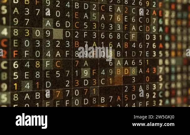 Abstract Background With Digital Numbers And Letters Randomly Blinking Animation Concept Of