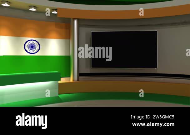 TV studio. Indian flag background. News studio. Background for any ...