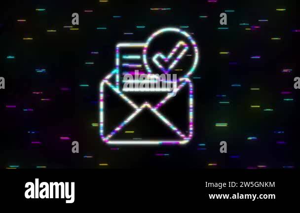 Opened envelope and document with green check mark. Verification email. Motion graphics Stock ...