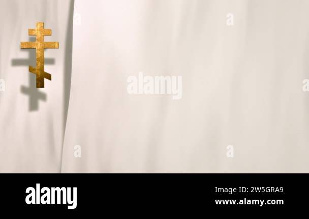 Liturgic golden Christian Cross on copy space. 3D animation for online ...