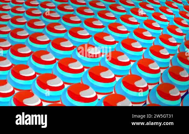 Rows of colorful same size bubbles covered by surreal changing stains ...