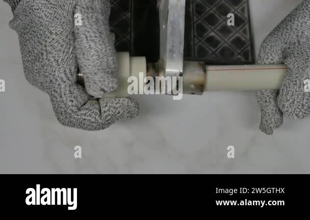 Connecting of pipes by melting using plastic pipe welding machine ...