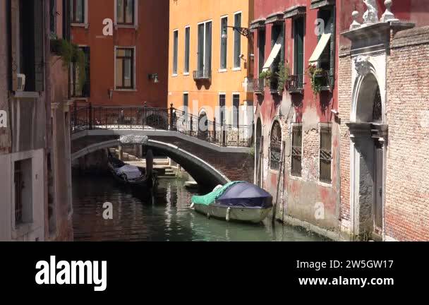 Calm Streets of Venice Italy.Water channels between the houses.Flooding ...