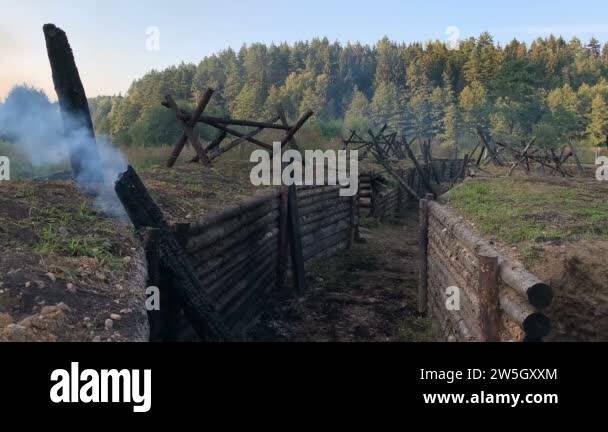 Old trenches and barriers, battlefield of great patriotic war, world ...
