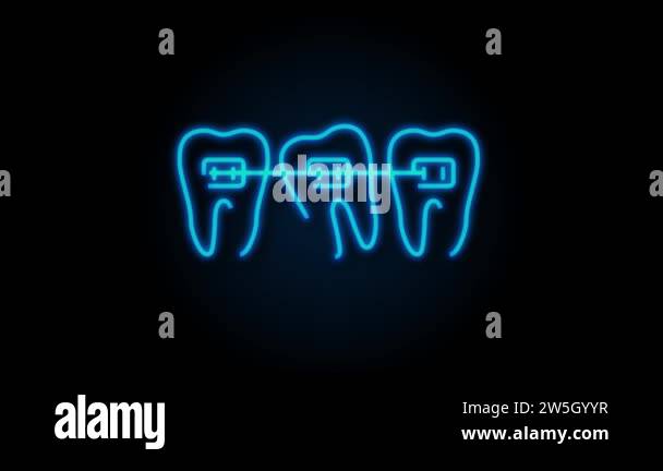 Correction of teeth with orthodontic braces. Stages of teeth alignment. Dental clinic services ...