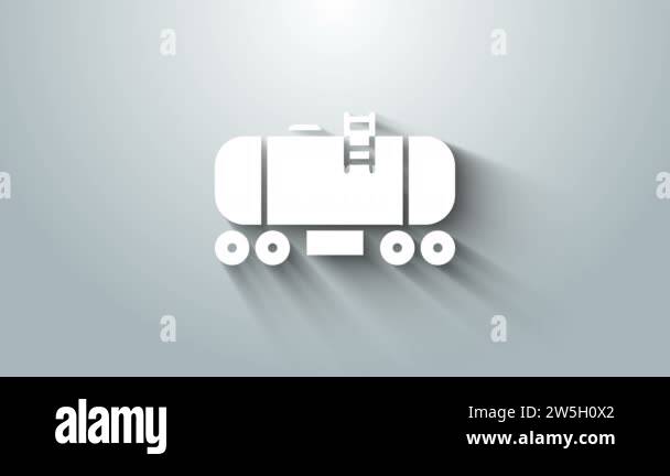 White Oil railway cistern icon isolated on grey background. Train oil ...