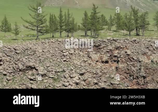 Broken and Crumbled Rocks Spilling From the Canyon Slope Ridge Towards ...