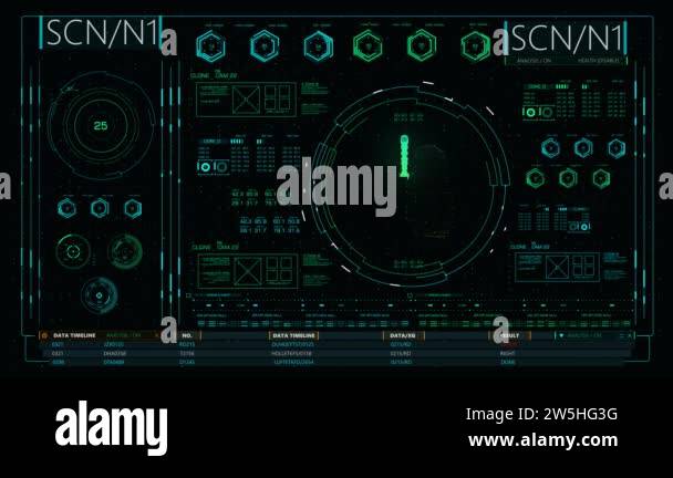CGI holographic interface of 3d scan of human lungs rotating as data ...