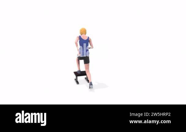 chair step up Woman Exercise Animation 3d Model Turntable on White ...