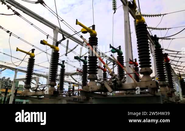 Earthing connector in high voltage electrical switchgear Stock Video ...